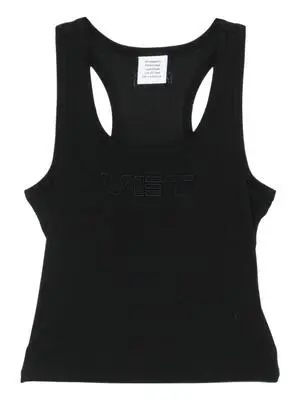 Vetements Logo Embroidered Tank Top - Black