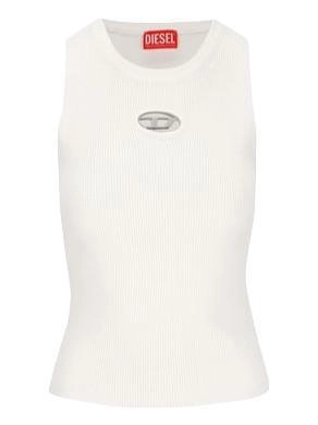 DIESEL® Diesel Ribbed Knit Sleeveless Top With Logo Plaque No