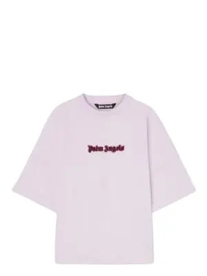 Palm Angels Logo Embroidered Drop Shoulder T-shirt - Lavender