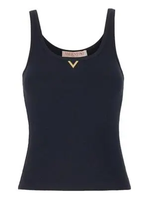 Valentino Garavani Sleeveless Vest With Logo Detail - Navy Blue