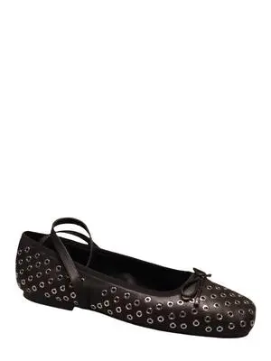 MICHAEL KORS Michael Kors Black Embellished Square Toe Ballet Flats