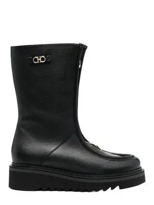 FERRAGAMO Zip-front Leather Boots - Black