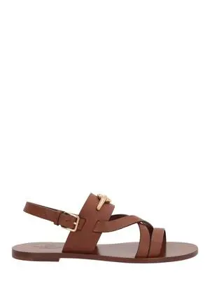 Valentino Garavani Logo Plaque Open Toe Sandals - Brown