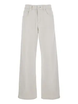 Brunello Cucinelli Straight-leg Jeans With Logo Patch - White