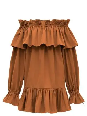 SAINT LAURENT Saint Laurent Ruffled Off-Shoulder Dress