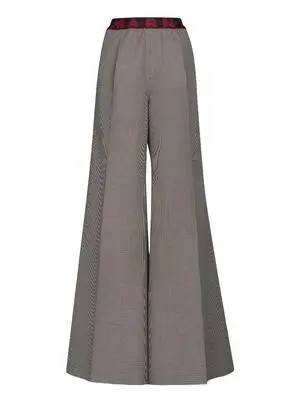Marni Houndstooth Pattern Flared Trousers With Logo Waistband - Gray