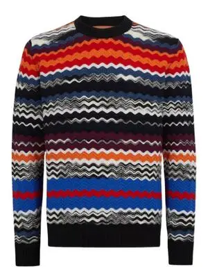 Missoni Zigzag Crewneck Knitted Jumper - Black