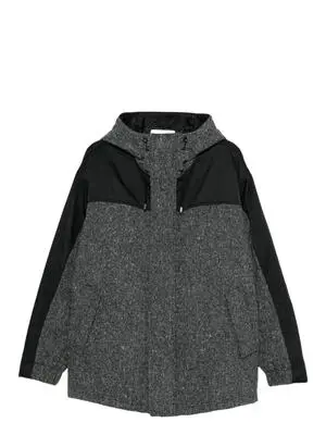Iceberg Panelled Hooded Jacket With Zip Closure - Black