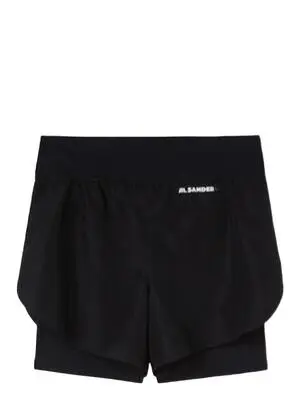 JIL SANDER Layered Elasticated Waist Shorts - Black