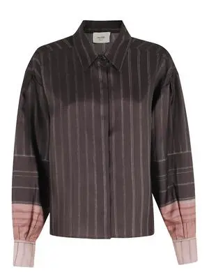 ALYSI Long Sleeved Striped Shirt - Black