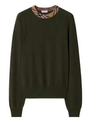 Burberry Check Detailed Knitted Jumper - Shale