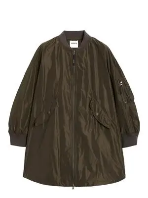 Aspesi Zip-up Bomber Jacket With Drawstring Hem - Black