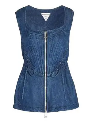 Bottega Veneta Zip-up Denim Sleeveless Top - Blue