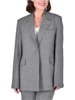 Nanushka Puppytooth Oversized Blazer - Gray