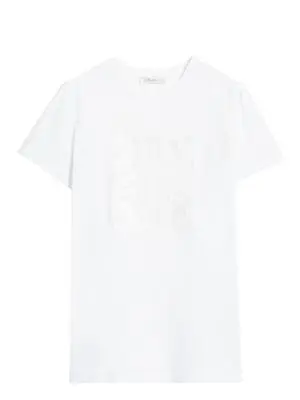 Max Mara Logo Embroidered Round Neck T-shirt - White