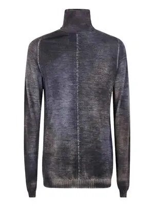 MD75 Ribbed Knit Roll Neck Top - Blue Camel Black