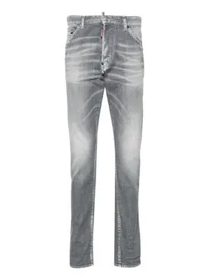 Dsquared2 Dsquared2 Logo Patch Distressed Jeans Gray