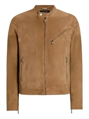 Dolce & Gabbana Stand Collar Suede Jacket - Beige