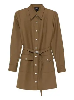 A.p.c. Belted Pocket Shirt - Brown