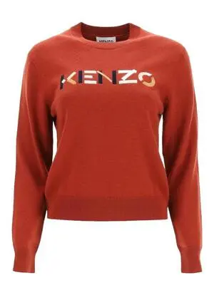 Kenzo Embroidered Logo Crew Neck Jumper - Red