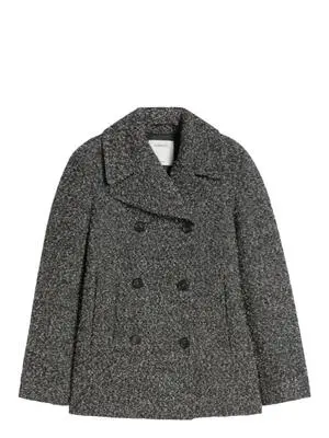 Sportmax Double-breasted Speckled Wool-blend Coat - Black