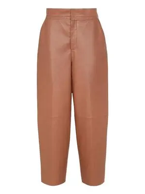 FENDI Fendi Tan Brown Stitch Detailed Wide-Leg Trousers