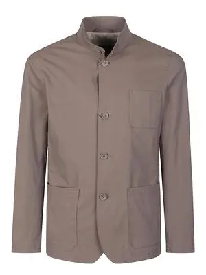 Herno Stand Collar Button-up Coat - Gray