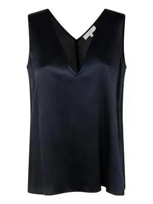 Antonelli Firenze Sleeveless V-neck Top With Bell-shaped Hem - Black