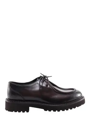 DOUCAL'S Two-hole Round-toe Lace-up Shoes - Black