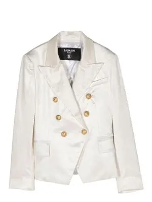 Balmain Double-breasted Corduroy Blazer - White