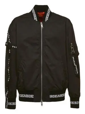 Versace Logo Detail Bomber Jacket - Black