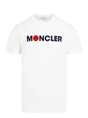 Moncler Logo Flocked Crewneck T-shirt - White