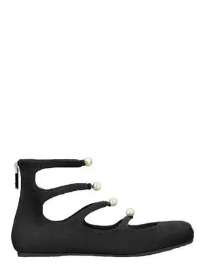 Dior Jolie Ballet Flat With Embellished Straps - Black