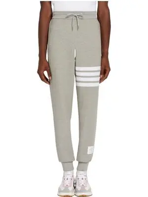 Thom Browne Ottoman Rib 4-bar Stripe Track Pants - Light Gray