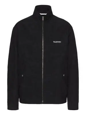 Valentino Garavani Logo Detailed Zip-up Long-sleeved Jacket - Black