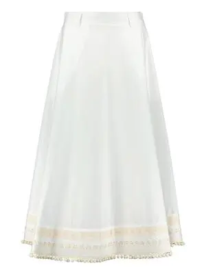 Moschino Trim Detailed Midi Skirt - White