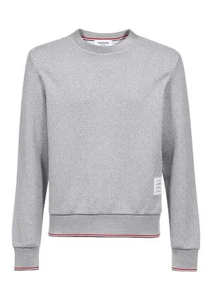 Thom Browne Herringbone Pattern Crewneck Sweater - Grey