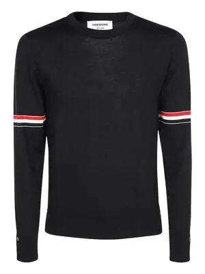 Thom Browne Striped Merino Wool Pullover - Navy Blue