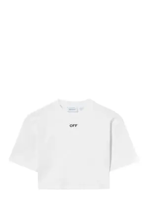 Off-White Off Stamp Ribbed" Cropped T-shirt - White