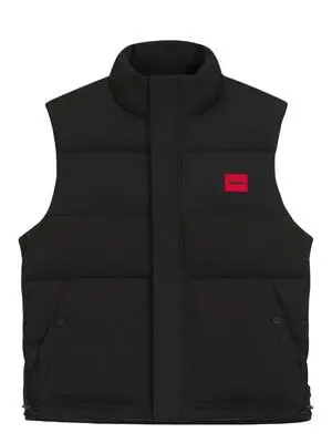 Hugo Boss Padded Gilet With Logo Badge - Black