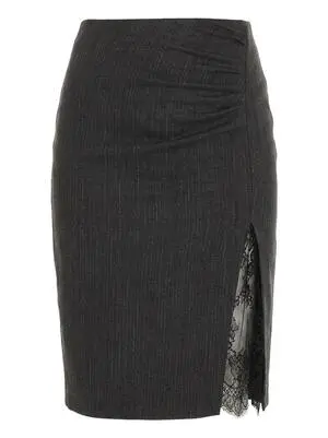 Liu Jo Pinstriped Lace Panel Skirt - Black