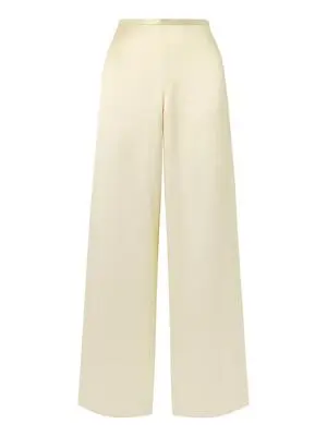 THE ROW Ardyn Hammered Silk Wide-leg Trousers - Cream