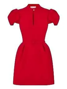 Dior Short Sleeve Belted Dress - Red