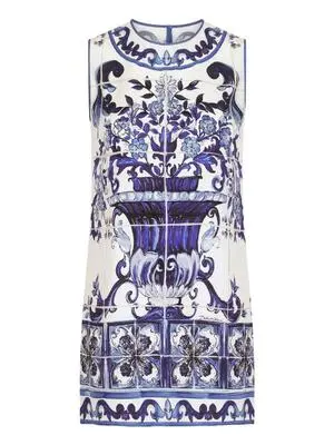 Dolce & Gabbana Dolce & Gabbana Majolica-Printed Charmeuse Top No