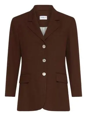 Marella Single-breasted Linen-blend Blazer - Brown
