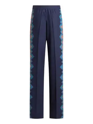 Etro Trousers With Placed Print - Blue