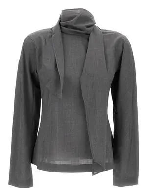 Jacquemus Long-sleeved Blouse With Knot Detail - Grey