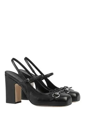 Gucci Gucci Horsebit Slingback Pumps With Bow Detail Black