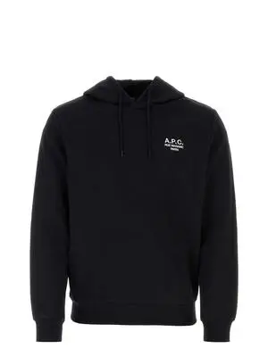 A.p.c. Logo Embroidered Drawstring Hoodie - Black