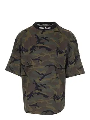 Palm Angels Camouflage Printed Crewneck T-shirt - Black